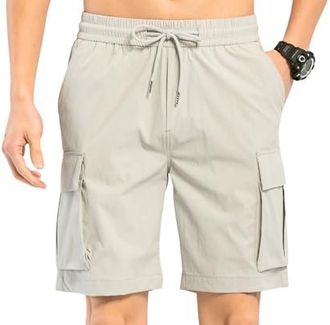 TONY BACKER Short Cargo Homme L&eacute;ger 90% Nylon Multipoches Casual 2224, gris, XL