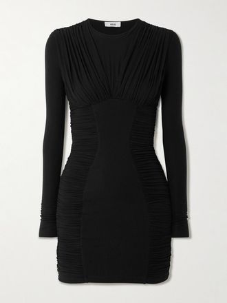 A Gold E Abbi Minikleid Aus Stretch-lyocell Mit Raffungen - Schwarz