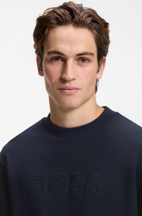 HUGO BOSS Sweatshirt Rundhalsausschnitt, Relaxed Fit, gro&szlig;e Logo-Stickerei