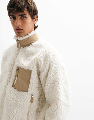 Polo Ralph Lauren Sweatshirt mit durchgehendem Rei&szlig;verschluss in Creme und Beige-Wei&szlig;