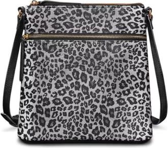 Coloranimal Sac &agrave; bandouli&egrave;re pour femme en cuir synth&eacute;tique l&eacute;ger avec sangle r&eacute;glable, L&eacute;opard des neiges