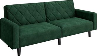 Yaheetech Yaheetech Canap&eacute;-lit Convertible avec Dossier r&eacute;glable Fonction de Couchage Canap&eacute; dangle 3 Places en Velours Vert