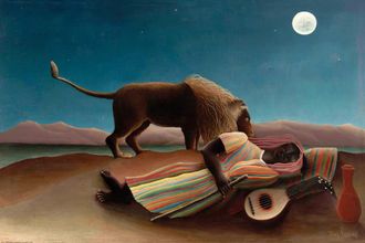 1art1 Henri Rousseau XXL Poster Die Schlafende Nomadin, 1897 Plakat | Bild 120x80 cm