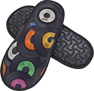 Generic Pantoufles En Coton Album De Musique En Vinyle Portative Slippers Doux Chaussons Maison Pour Chambre Outdoor Hiver L