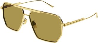 Bottega Veneta unisex, Accessoires, Jaune, Taille: 60 MM Lunettes de soleil aviateur minimalistes