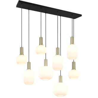 Trio Suspension, Suspension huit lampes 120 cm Diva Blanc en Verre