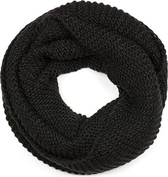 styleBREAKER Écharpe femme tricotée Loop Unicolore avec motif tricot à gauche, chaude écharpe tube tricotée hiver 01018166, couleur:Noir