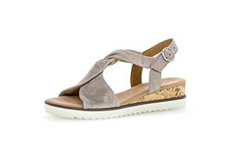 Gabor Porter 751.95 Muschel Taupe Nubuck Leather Womens Rip Tape Wedge Sandals 39 Muschel