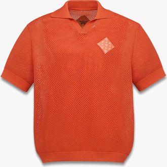 MCM Mesh-Strick-Poloshirt mit Visetos-Aufn&auml;her