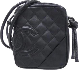 Chanel Sac bandouli&egrave;re Cambon Line en cuir pr&eacute;-poss&eacute;d&eacute; - Femme - Pre-owned - Noir - Taille: ONE Size