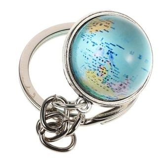 NUOBESTY Porte-cl&eacute;s Globe Terrestre Cr&eacute;atif En Verre Transparent, Pendentif Cabochon Plan&egrave;te, Accessoire Unisexe, D&eacute;coration De Paquet &agrave; Main Multifonction, Pr