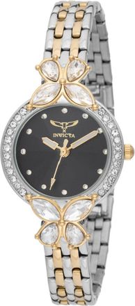 Invicta Wildflower 69096 Damenuhr - Quarzwerk - Metall mit schwarzem Zifferblatt - 30 mm