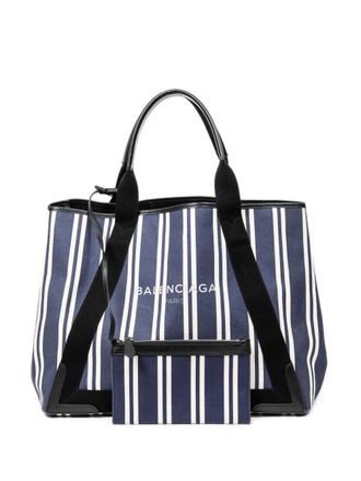 Balenciaga sac cabas &agrave; rayures - Bleu