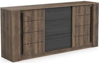 Demeyere Sideboard, Dunkles Holz und Schwarz, 200 x 90 x 45 cm