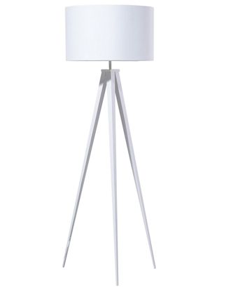 Beliani Moderne Stehlampe Polyester/Metall wei&szlig; Stiletto