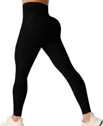 Generic Legging anti-cellulite pour femme - Lifting des fesses - Taille haute - Pantalon de sport moulant et l&eacute;ger - Legging de yoga pour femme, Noir, XL