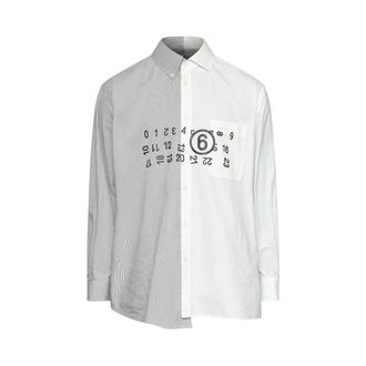Maison Margiela Hemd aus Baumwollpopeline in zwei Farbt&ouml;nen - - Shirts - Herren - Grau - XL