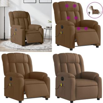 vidaXL Massagesessel Elektrisch Braun Stoff - Massage Stuhl - Elektrischer Sessel - Entspannungsstuhl - Fernsehsessel - Bequeme Lounge - Home & Living