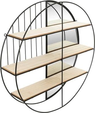 Atmosphera Atmosphera - Etag&egrave;re murale avec miroir zina m&eacute;tal noir d56cm