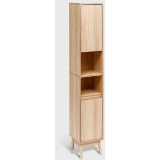 PEGANE Colonne de rangement SDB 2 portes coloris effet bois clair - Longueur 30 x largeur 30 x Hauteur 170 cm