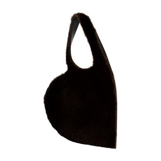 Coperni Womens Faux Fur Heart Shoulder Bag Black Synthetic