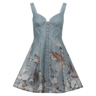 Zimmermann Robe courte Momentum &agrave; cordons - Femme - Robes - Bleu - Taille: 40 FR