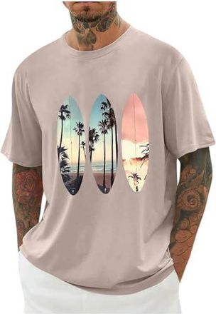 Generic T-shirt &agrave; col rond pour homme, d&eacute;contract&eacute;, respirant, haut de sport, &eacute;l&eacute;gant, classique, confortable, ample, l&eacute;ger, extensible, hawa&iuml;en, course en pl