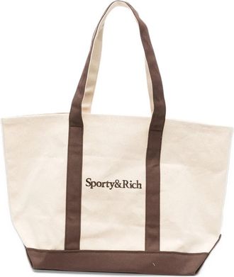 Sporty & Rich Medium Mona Logo-embroidered Tote Bag