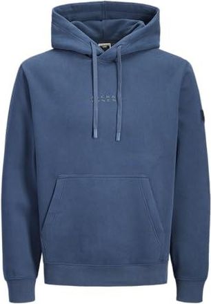 Jack & Jones Badge Hood BF Jcopoint Sweat &agrave; Capuche avec Logo, Titane, L Homme