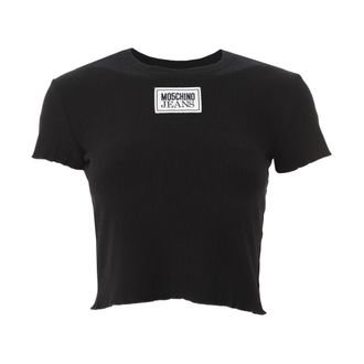 Moschino Logo Patch Cropped T-Shirt Schwarz - - Tops - Damen - Schwarzk - XL