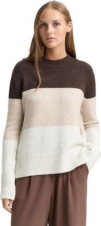 Tom Tailor Denim TOM TAILOR Denim 1047880 Pull-Over, 39191-Brown Camel Colorblock, M Femme