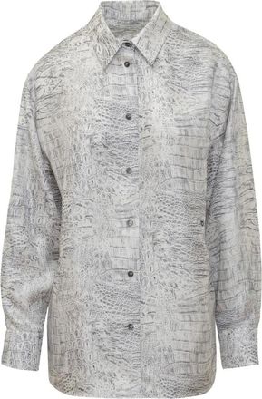 Ferragamo Femme, Blouses et Chemises, Gris, Taille: 42 FR Chemise &agrave; manches longues