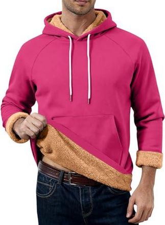 Generic Sweat &agrave; capuche pour homme - Cordon de serrage - T-shirt &agrave; manches longues - Couleur unie - Sweat &agrave; capuche doubl&eacute; - Confortable - Pull en polaire d&eacute;c