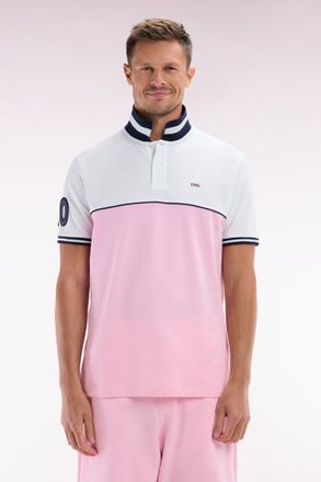 Eden Park Polo &Agrave; Manches Courtes Bicolore En Coton Rose Et Blanc Coupe D&eacute;contract&eacute;e