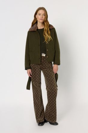 Gerard Darel Gilet en cachemire &agrave; col - ELENA - Vert Kaki