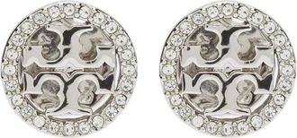 Tory Burch Femme, Accessoires, Gris, Taille: ONE Size Logo Stud Earrings