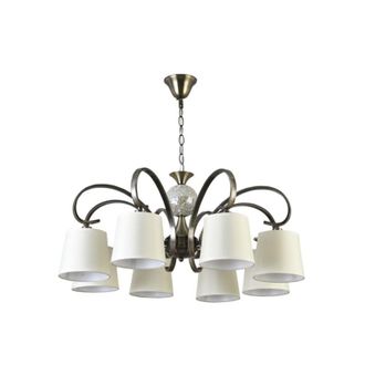 Fabrilamp Fabrilamp - Lustre Concordia 8xe14 Abat-jour en cuir beige REGx75x75