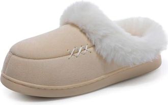 Generic Chaussons Femme Homme Hiver Fourr&eacute;s Pantoufles en Mousse &agrave; M&eacute;moire de Forme, Chausson Maison Confort Chaud Slippers Cuir Peluche Mules Fourrure Int&eacute;ri