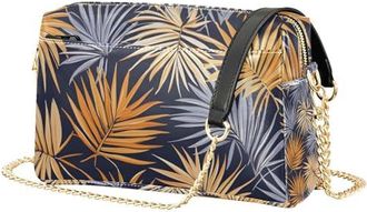 Mnsruu Sacs à bandoulière pour femme, sac à main en cuir avec motif palmier, jaune et bleu