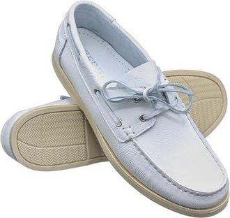 Zerimar Chaussures Bateau en Cuir pour Hommes| Chaussures Bateau &eacute;l&eacute;gantes | Mocassins en Cuir pour Hommes | Couleur : Blanc | Taille 43
