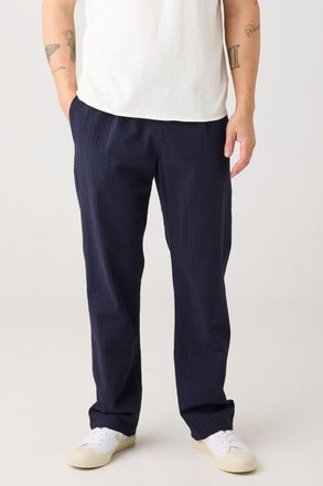 Knowledge Cotton Apparel Herren vegan Hose Fig Loose Seersucker Night Sky