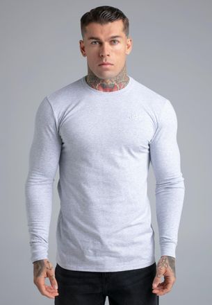 Siksilk Mens Grey Marl Essentials LS T-Shirt XXL