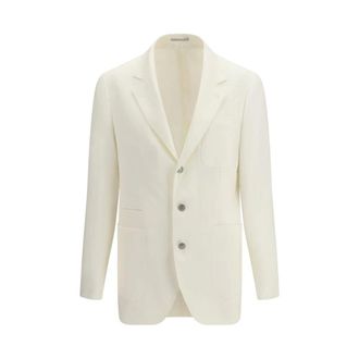 Brunello Cucinelli Homme, Vestes, Blanc, Taille: M Blazer Crois&eacute; en Lin