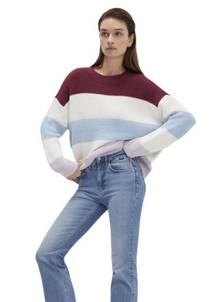 Mavi Damen Striped Sweater Sweatshirt, Bitter Chocolate, XL