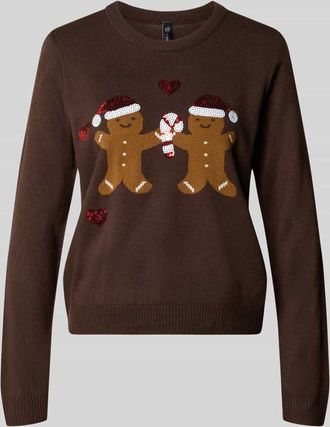 Only Pullover mit weihnachtlichem Santa-Motiv
