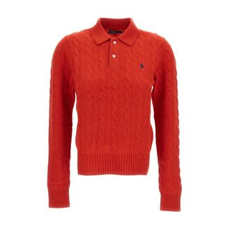 Polo Ralph Lauren Femme, Tops, Rouge, Taille: 38 FR Pull Polo en Laine et Cachemire Torsad&eacute;