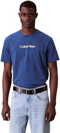 Calvin Klein Herren T-Shirt Kurzarm Glitched Logo Classic Tee aus Baumwolle, Blau (Blue Jean), XXL