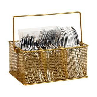 Mind Reader Utensilienhalter, Besteck-Organizer, Besteckhalter, Küche, Metallgitter, 25,4 cm L x 17,8 cm B x 12,9 cm H, Gold