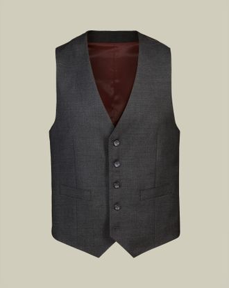 CHARLES TYRWHITT Von Natur aus elastische Twill-Weste - Anthrazit