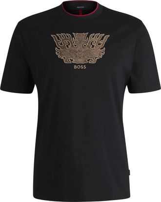 HUGO BOSS T-Shirt f&uuml;r Herren, Rundhalsausschnitt (Schwarz)